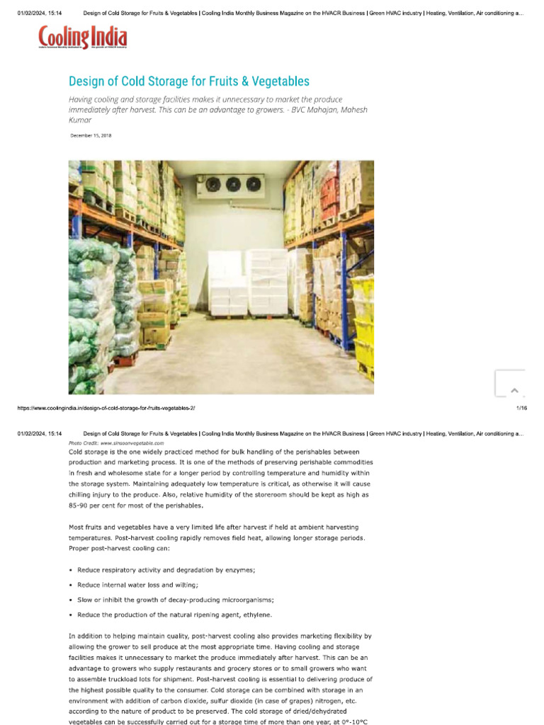 Cold Room Design | PDF