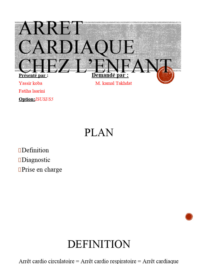 Arret Cardiaque Chez L'Enfant: Demandé Par | PDF | Arrêt cardiaque | Cœur