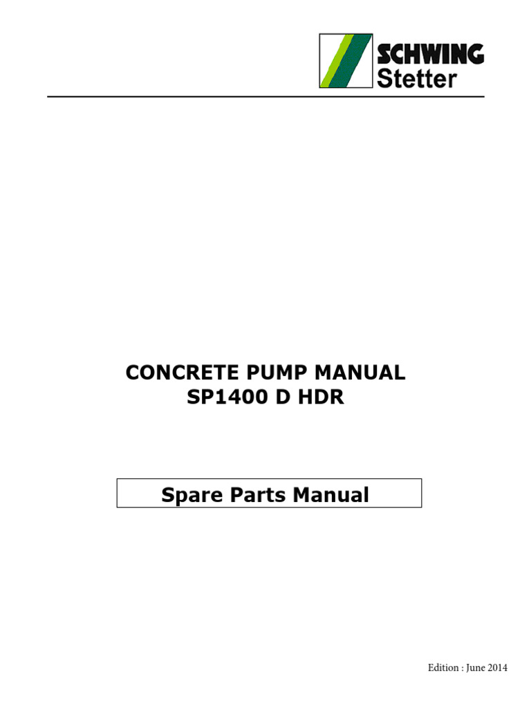 Concrete Pump SP1400 Spare Parts Manual | PDF | Screw