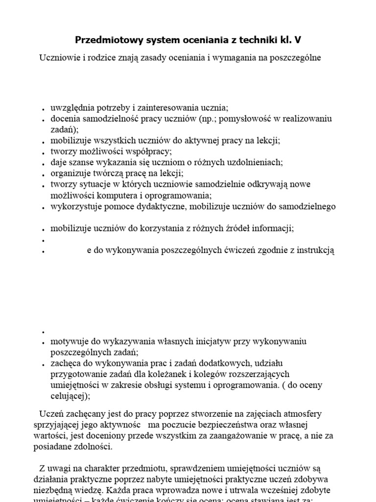 Wymagania Technika 5 | PDF