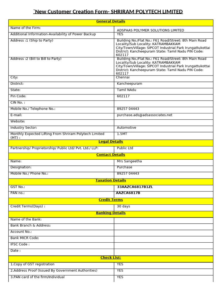 Customer Creation Form - Ads | PDF | Payments | Access Control