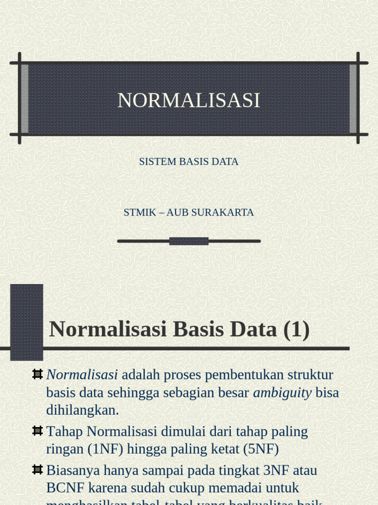 Sistem Basis Data Pertemuan 7a Normalisasi | PDF