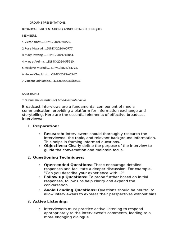 BROADCAST PRESENTATION | PDF | Interview | Conversation