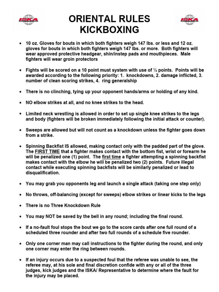 ISKA Oriental Rules Kickboxing | PDF