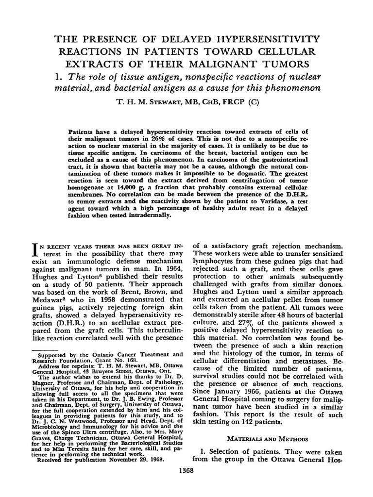 The Role Tissue Antigen, Nonspecific Reactions Nuclear Material ...