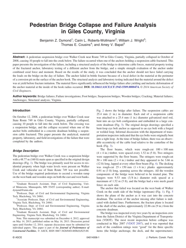 Pedestrian Bridge Collapse and Failure Analysis in .. | PDF | Strength ...