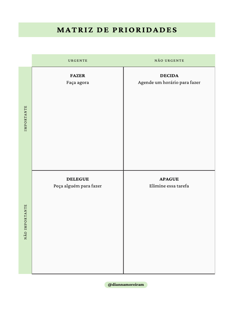 Matriz de Prioridades Psicologa Dianna Moreira | PDF