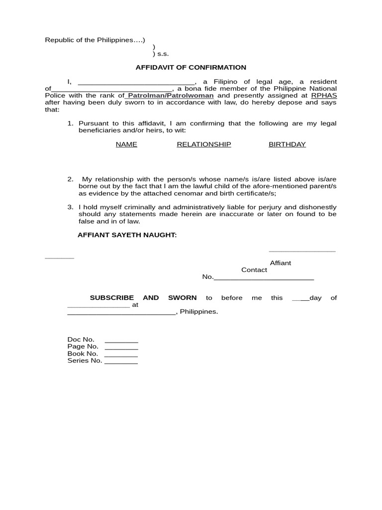 Affidavit of Confirmation 073705 | PDF