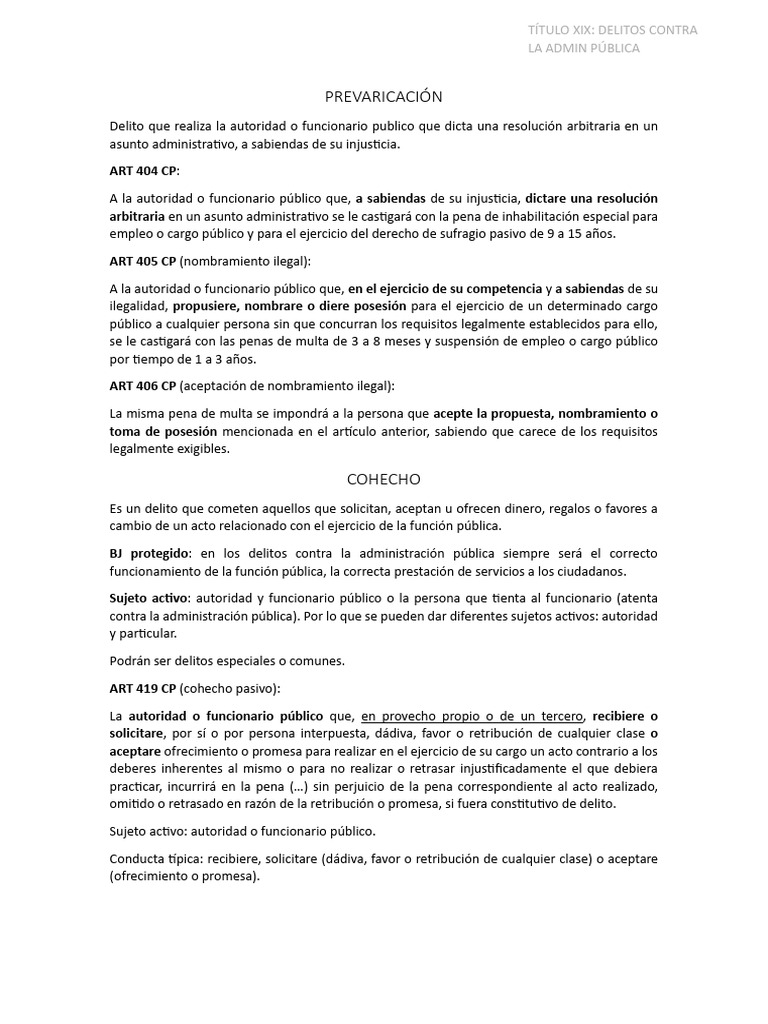 Delitos de Prevaricación y Cohecho | PDF | Soborno | Castigos