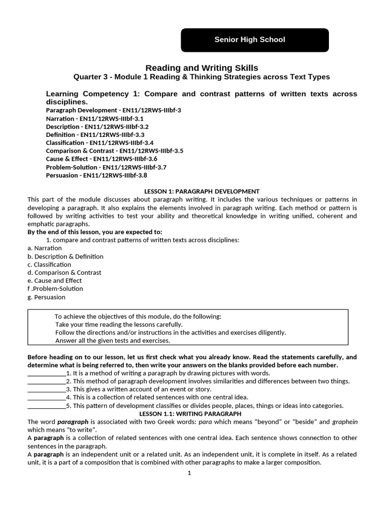 Reading Writing q3 Module 1 2 | PDF | Ultraviolet | Definition