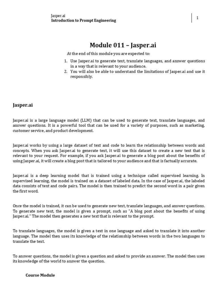 Prompt Engr - Module 11 | PDF | Artificial Intelligence | Intelligence (AI) & Semantics