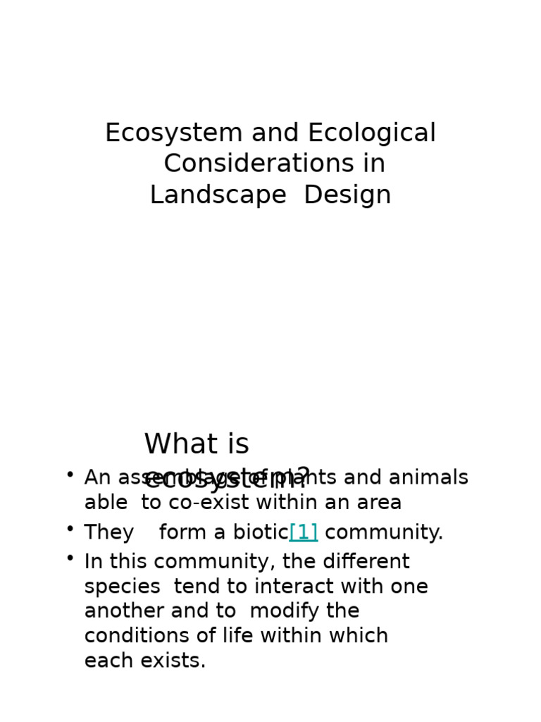 Ecosystem and Ecological Considerations in Landscape Design ...