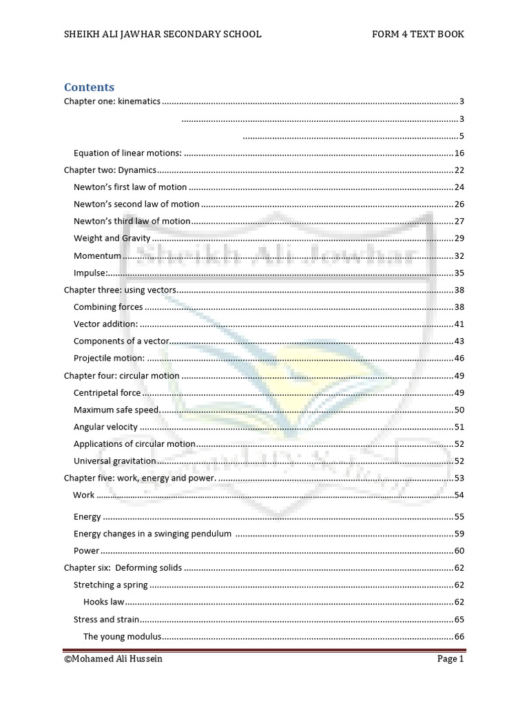 Form Four Physics Book | PDF | Force | Weight