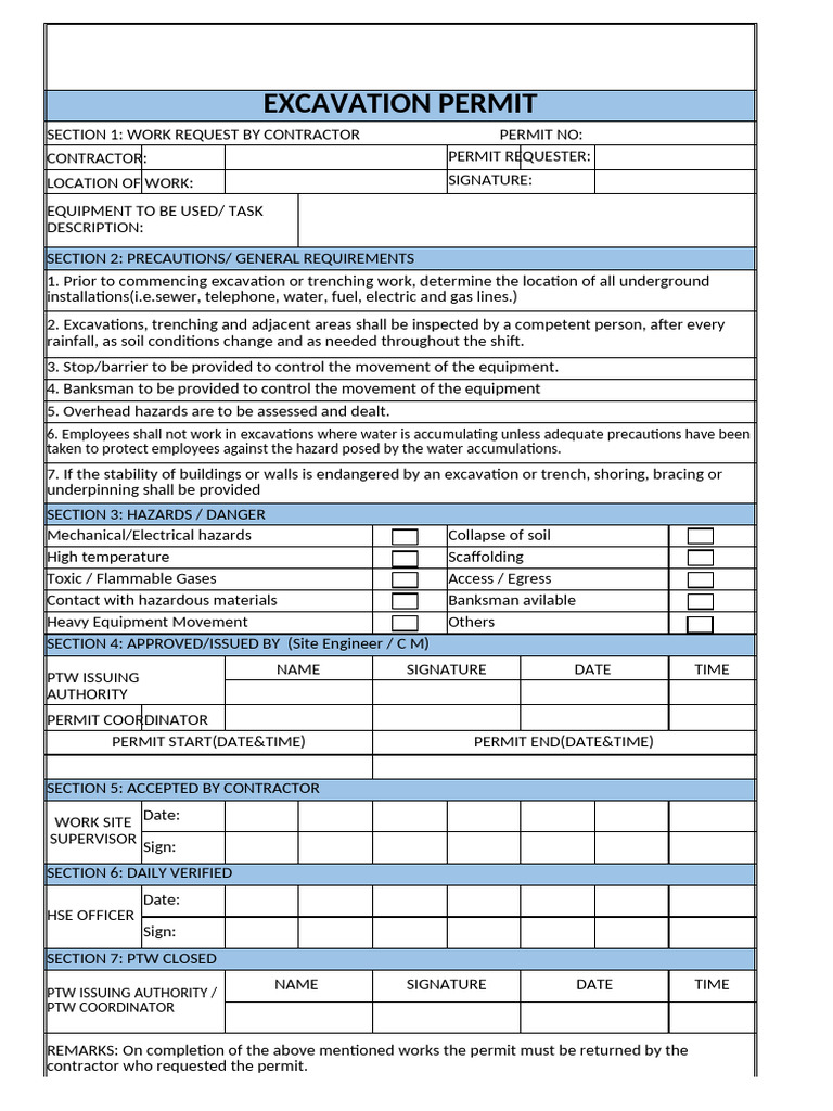 011-Excavation Permit Form | PDF