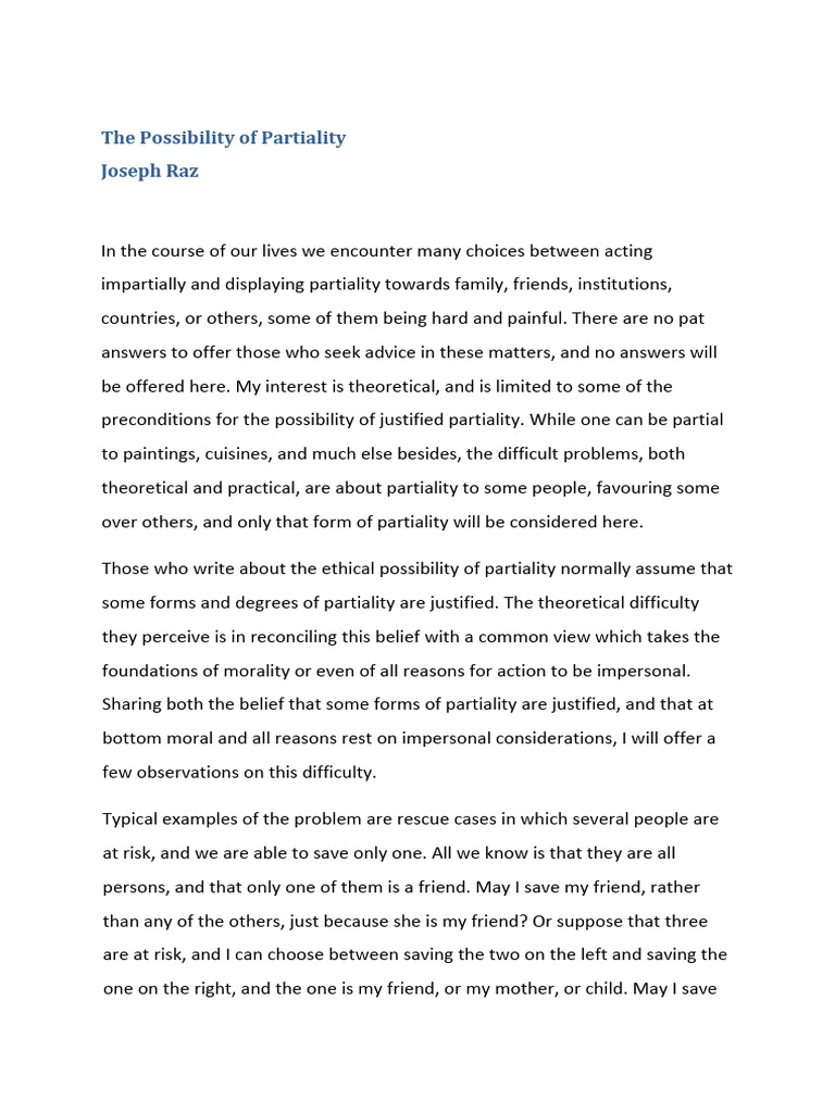 Justified Partiality in Ethics | PDF | Reason | Knowledge