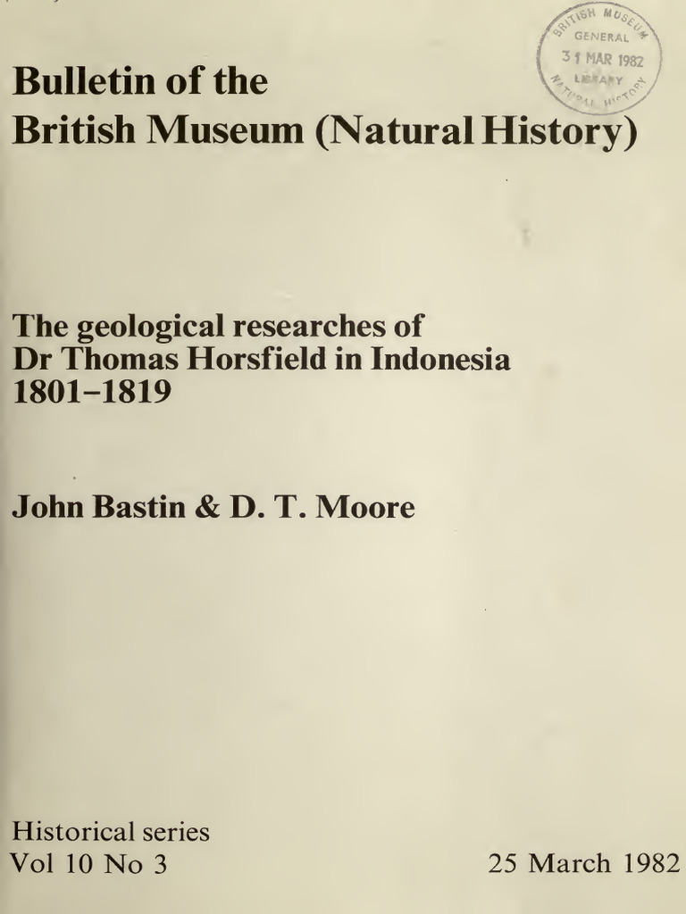 Bastin Et Moore - 1982 - The Geological Researches of Dr Thomas ...