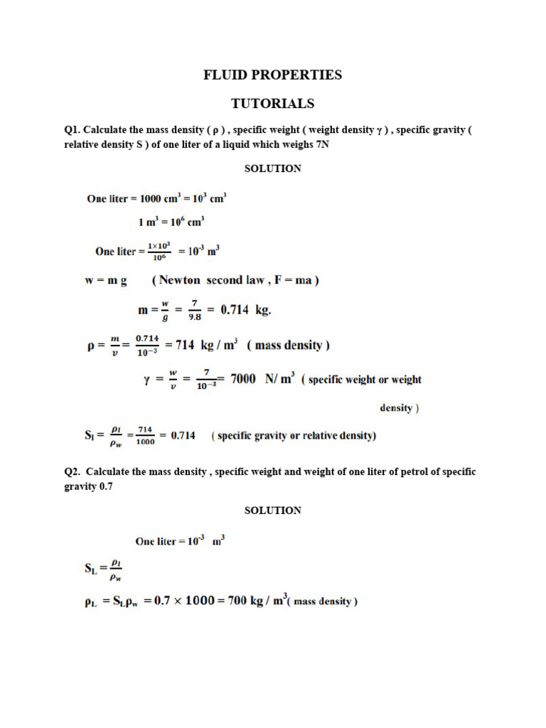 Fluid Properties and Viscosity Calculations | PDF | Viscosity | Drop ...