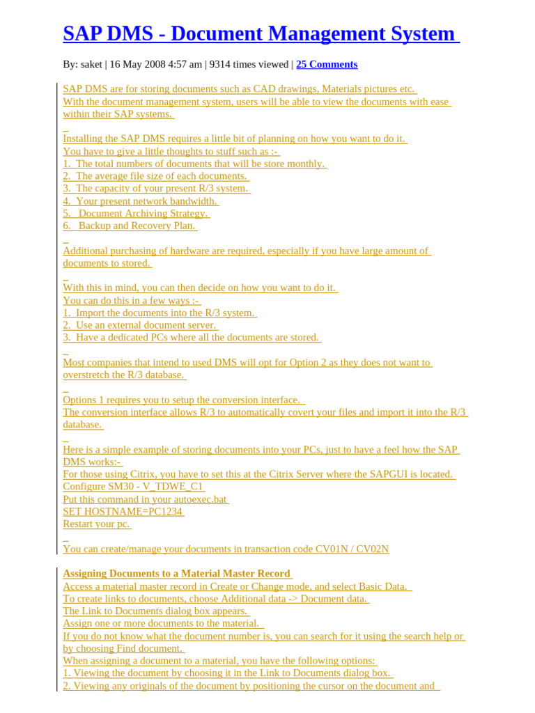 Sap DMS | PDF
