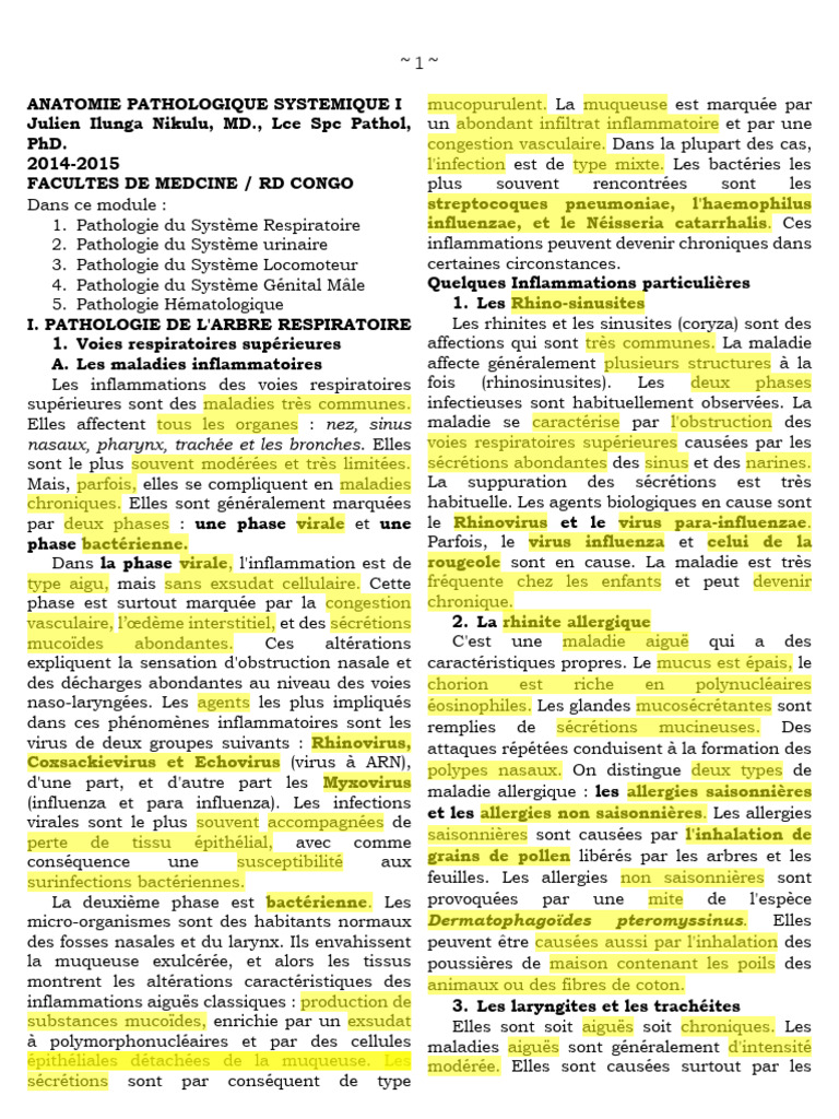 Anapath Synthèse | PDF | Poumon | Tuberculose
