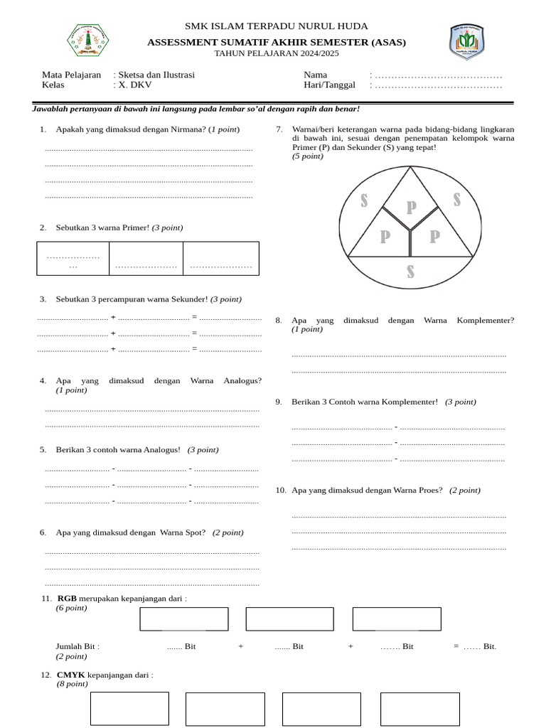 Soal Sketsa & Ilustrasi SMK 2024/2025 | PDF