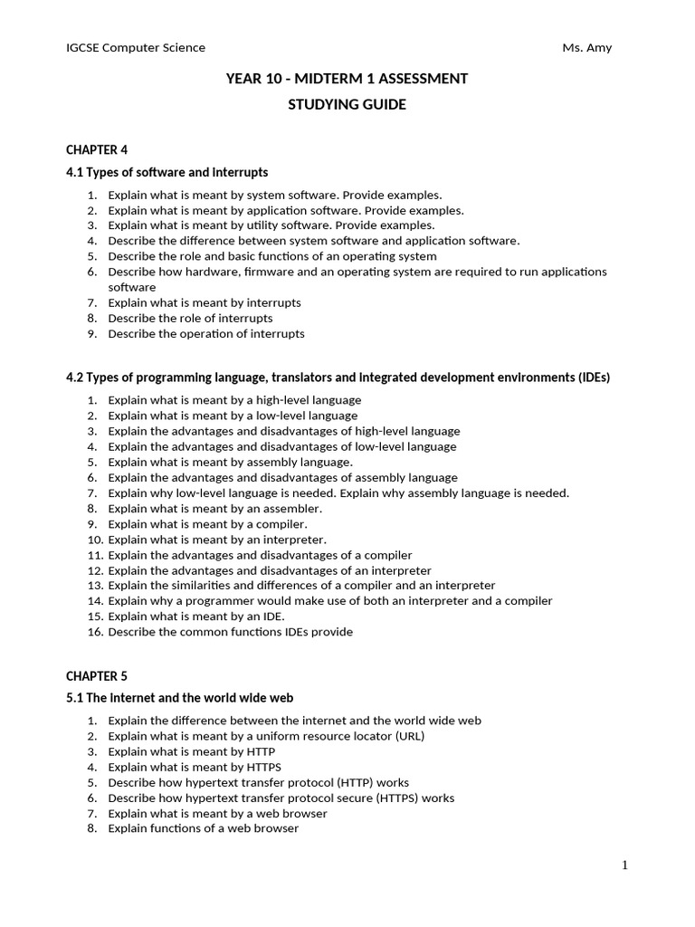 IGCSE Computer Science Study Guide | PDF | Http Cookie | Security