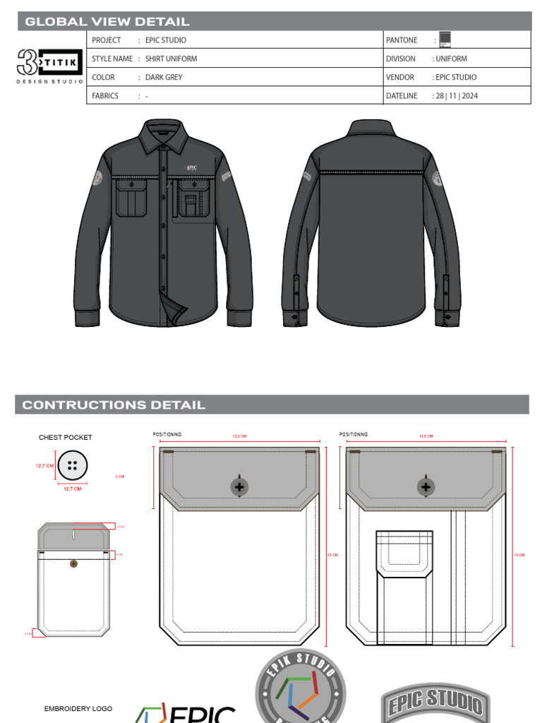 Epic Studio Dark Grey Shirt Uniform Details | PDF