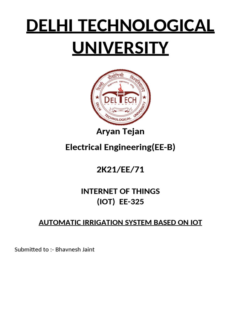 Iot Project Irrigation System | PDF | Internet Of Things | Microcontroller