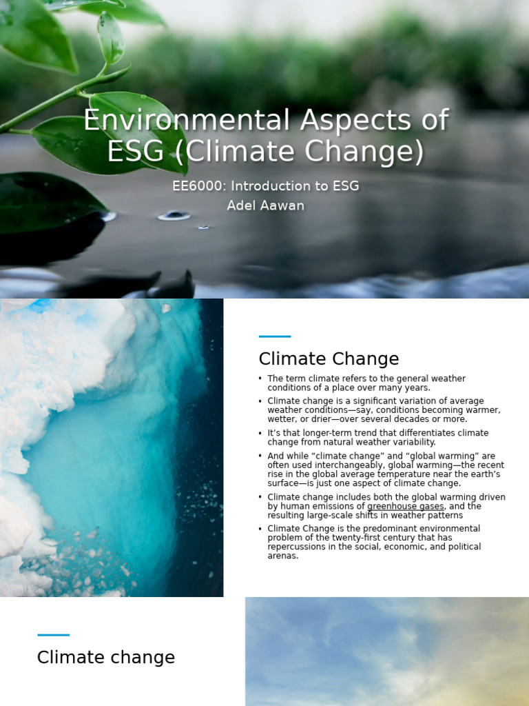 Environmental Aspects of ESG (Climate Change) | PDF | Climate Change ...