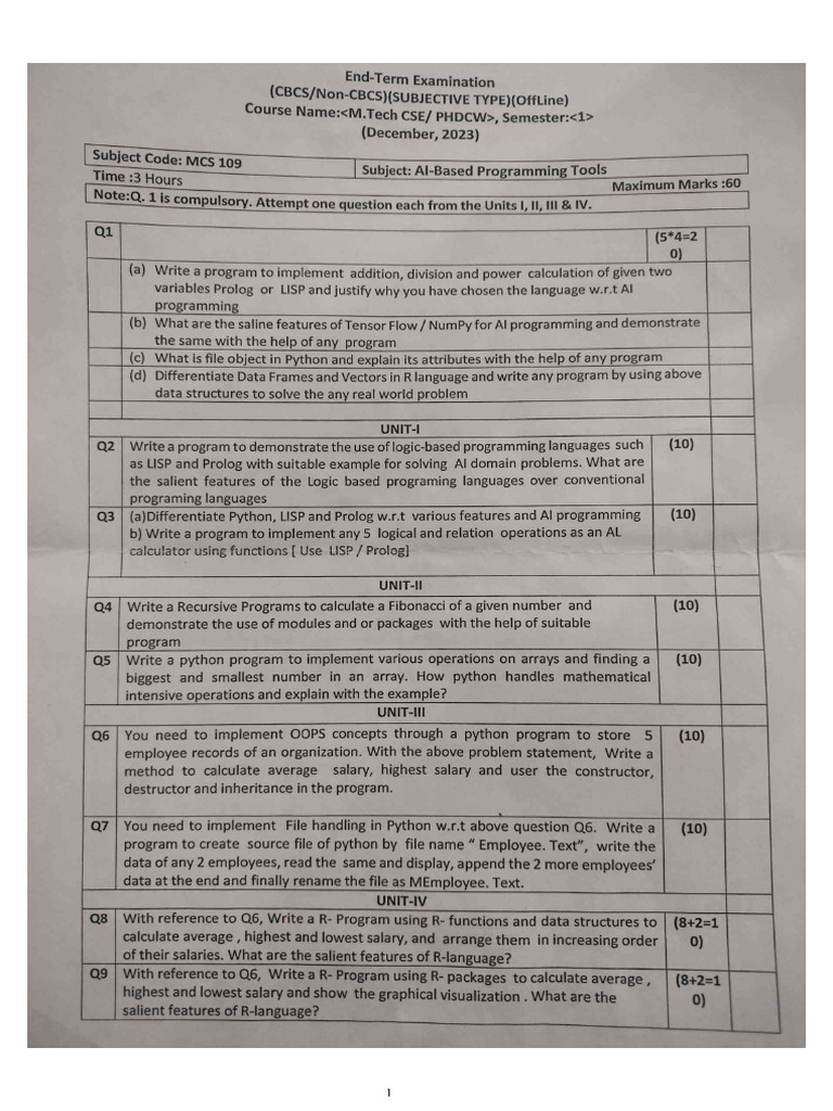 End Term 1st Sem | PDF