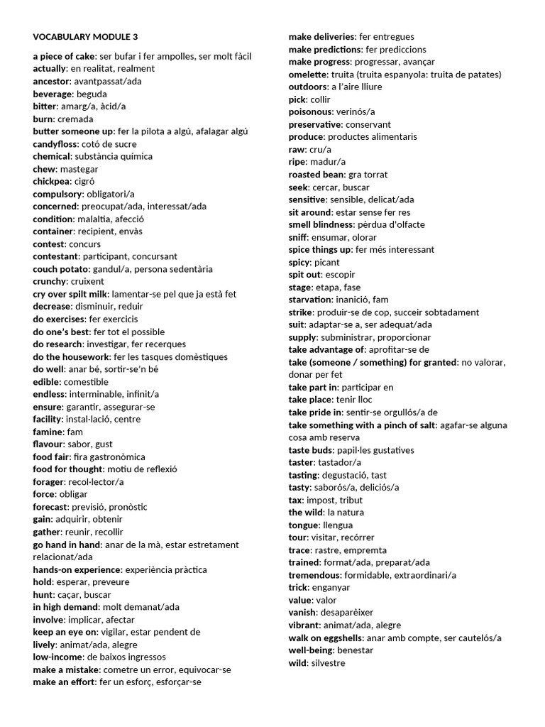 Vocabulary Module 3 | PDF