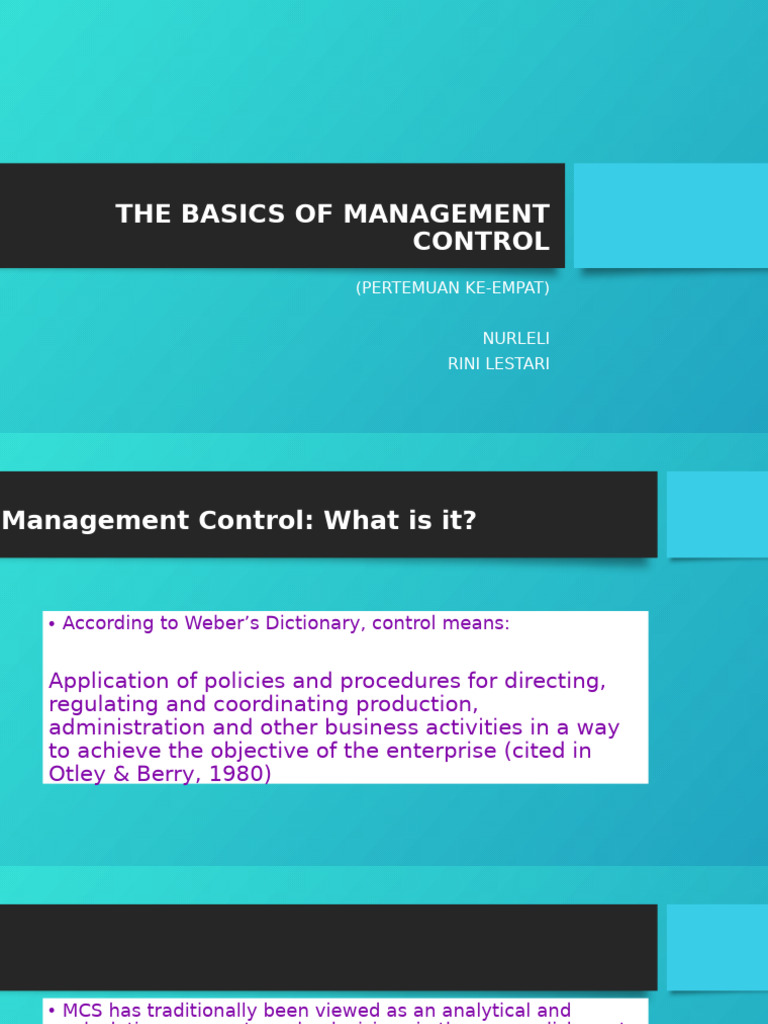 Sma 4.the Basics of Management Control | PDF | Business Economics ...