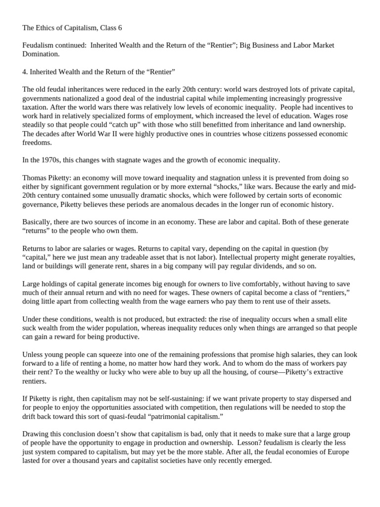 EC notes class 6 | PDF | Capitalism | Economic Inequality