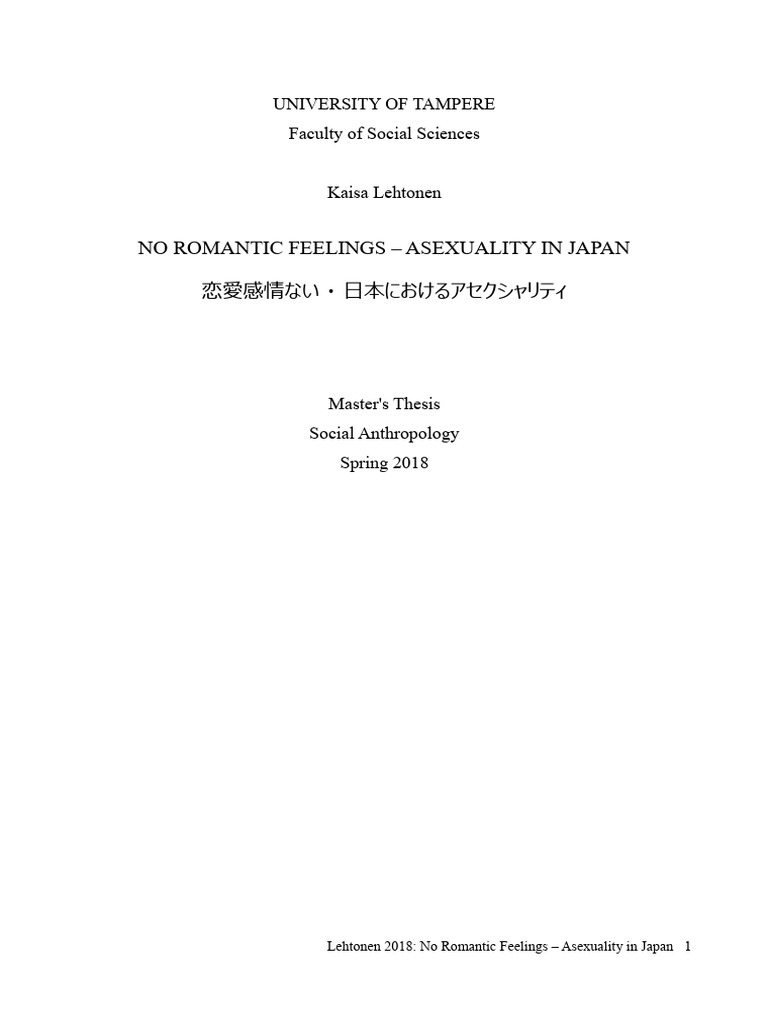 No Romantic Feelings - Asexuality in Japan: University of Tampere ...