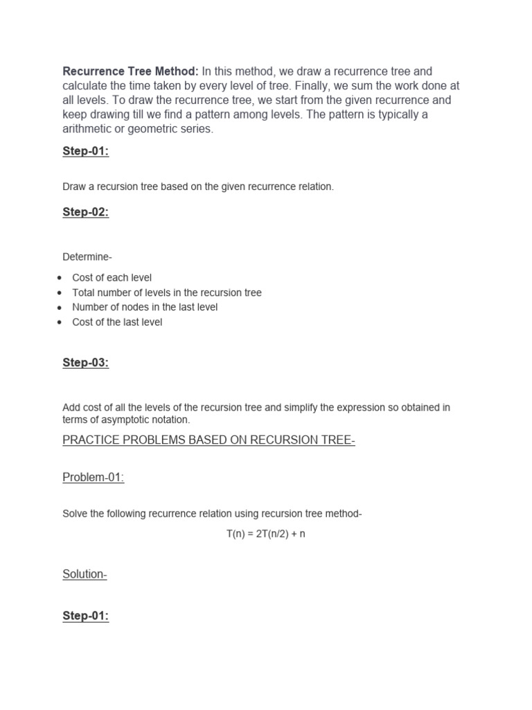 Recursion Tree And Master Thm Pdf Algorithms And Data Structures Mathematical Logic