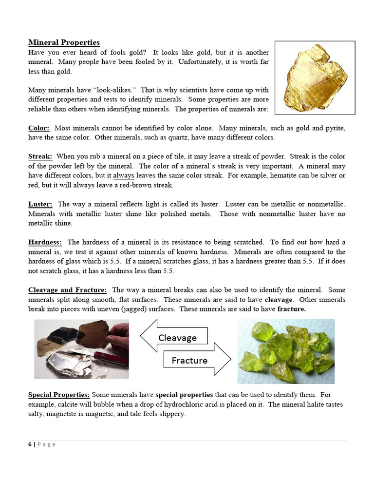 Answer Key Properties - of - Minerals | PDF | Minerals | Chemical ...