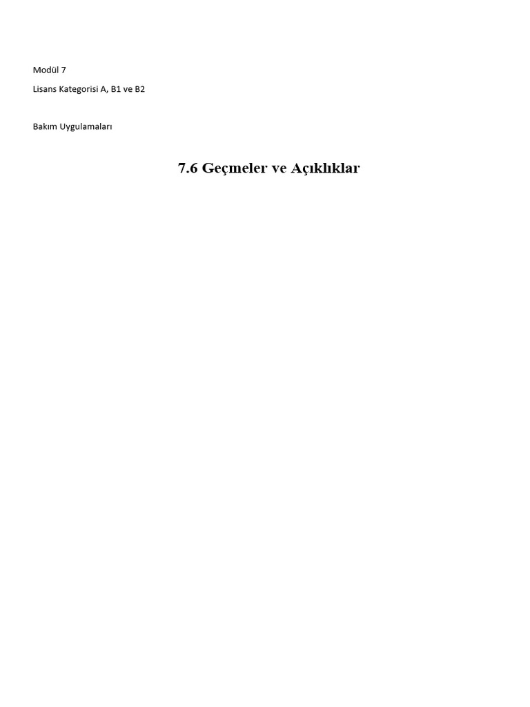 7.6 Geçmeler Ve Açıklıklar: Modül 7 Lisans Kategorisi A, B1 Ve B2 | PDF