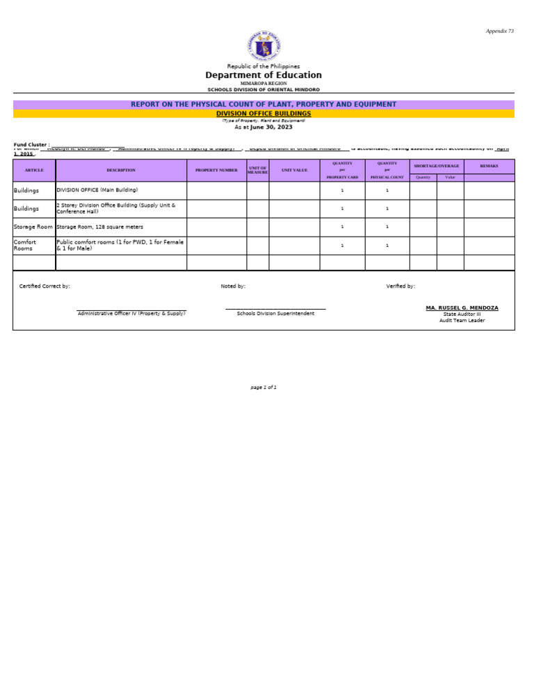 Semi Annual Rpcppe Buildings 2023 | PDF
