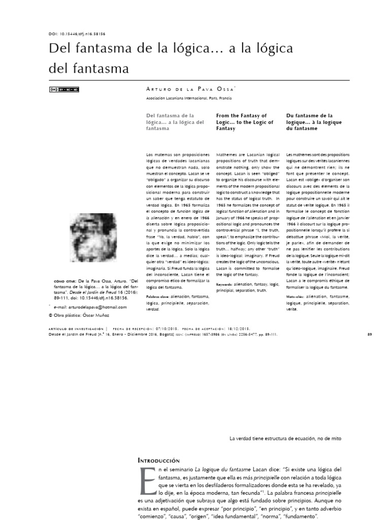 Del Fantasma de La Logica A La Logica Del Fantasma | PDF | Jacques ...