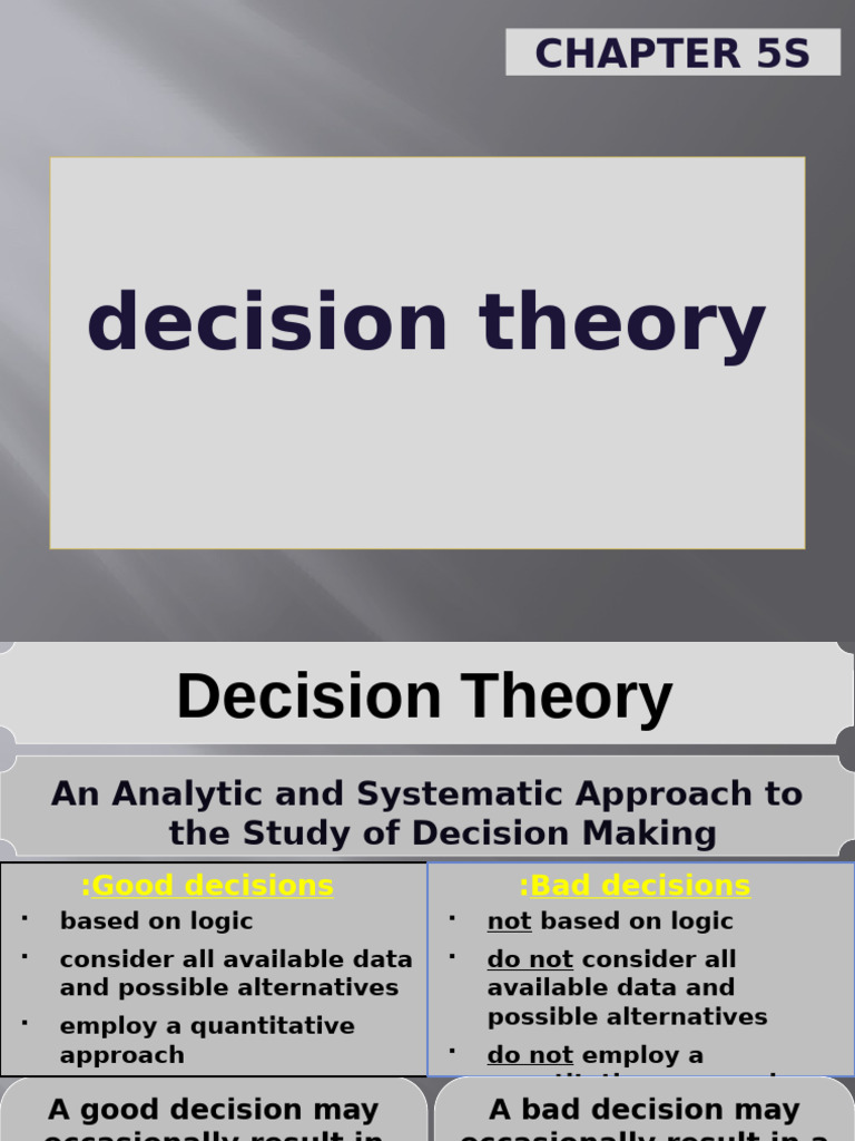 Chapter 5s - Decision Theory | PDF | Decision Theory | Probability Theory