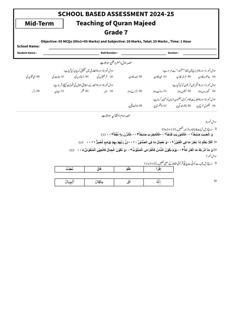 7th Teaching of Quran Majeed | PDF