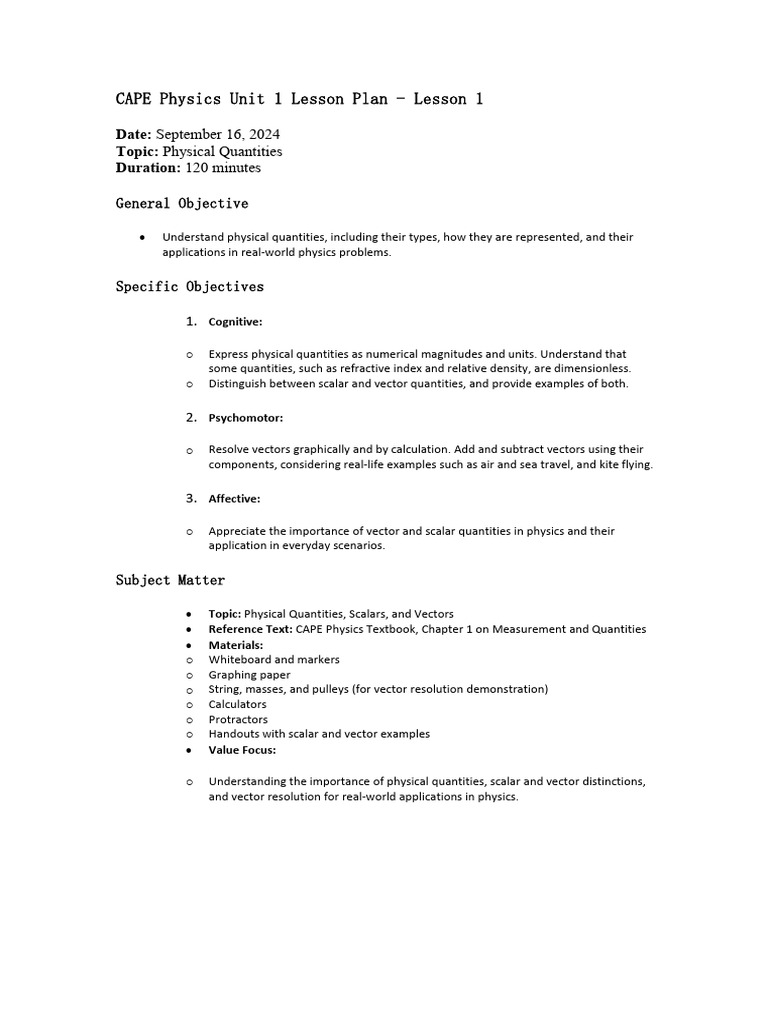 CAPE Physics: Scalars & Vectors | PDF | Euclidean Vector | Force