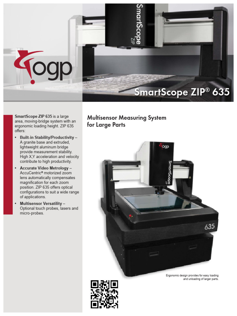 OGP SmartScope Zip 635 Datasheet | PDF | Zoom Lens | Camera Lens