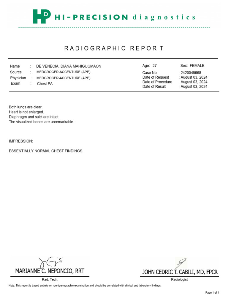 Radiographic Repor T: Medgrocer-Accenture (Ape) Medgrocer-Accenture ...