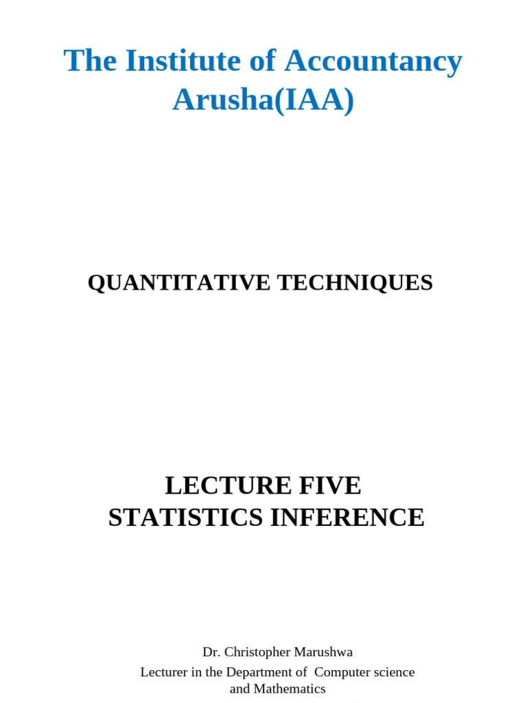 Statistics Inference Lecture | PDF | Sampling (Statistics) | Estimator