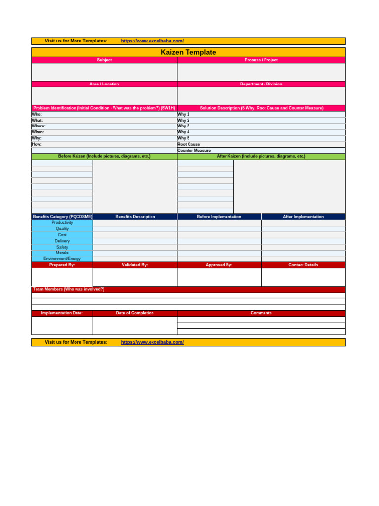 Kaizen Excel Template | PDF