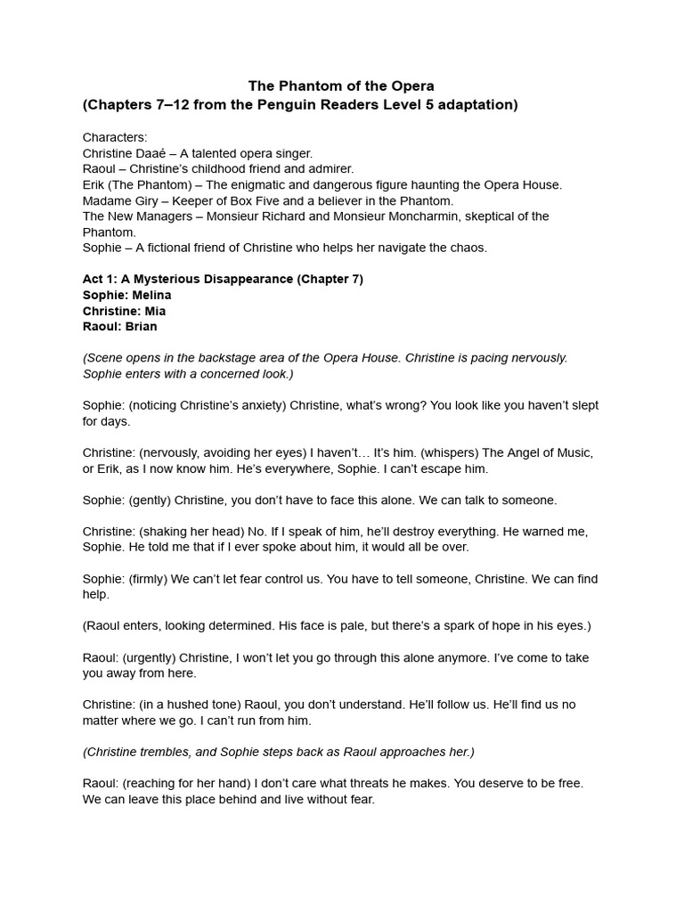 The Phantom of The Opera Script - Chapters 7 To 12 | PDF | Erik (The ...