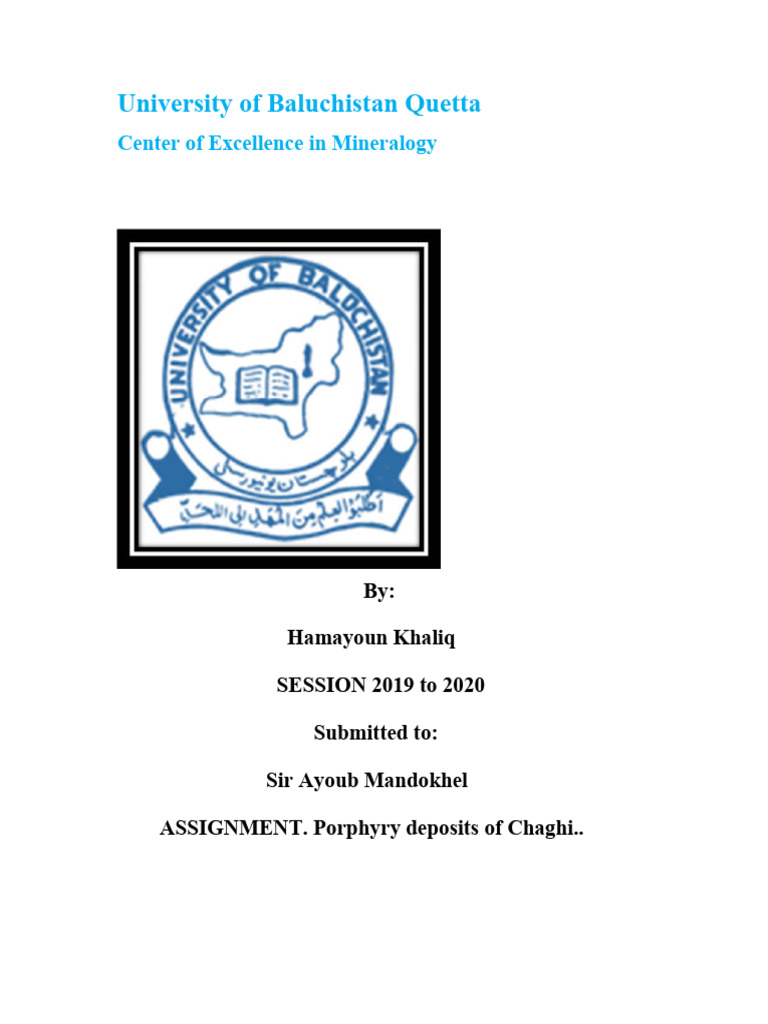 University of Baluchistan Quetta Chaghi Porphyry (1) | PDF | Igneous ...