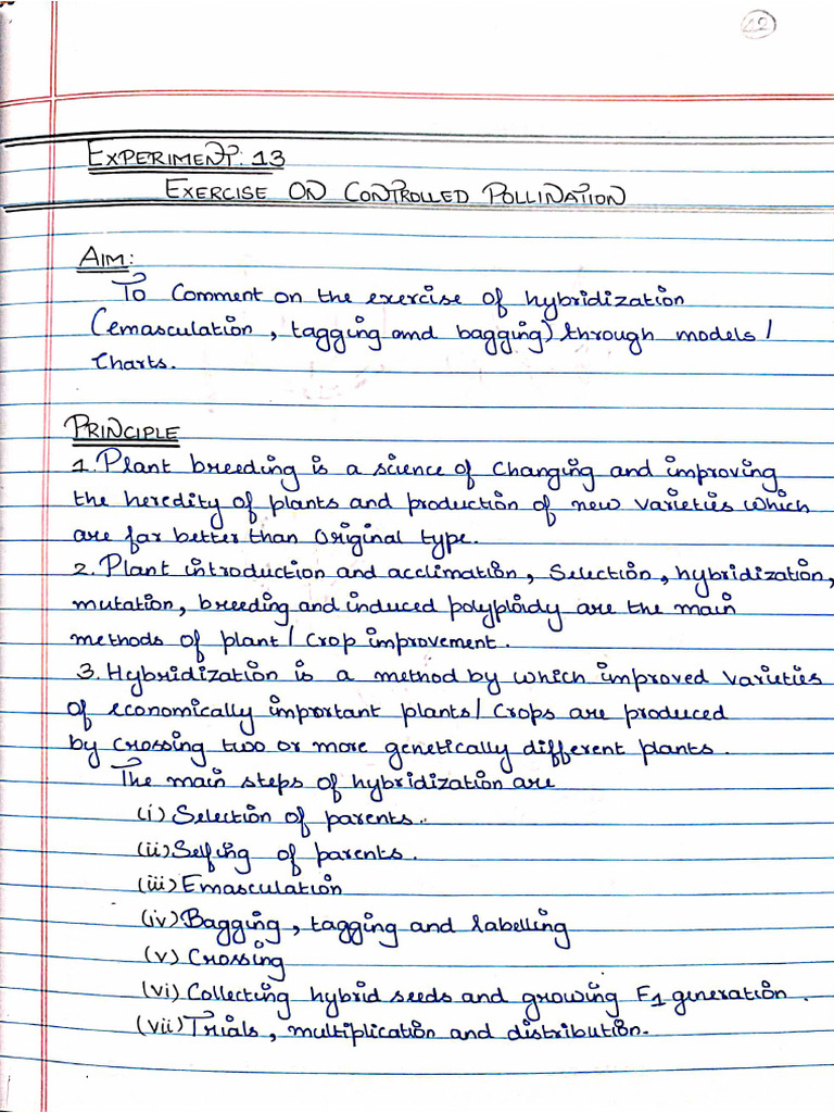 Expt 13 Exercise on controlled pollination (4) | PDF