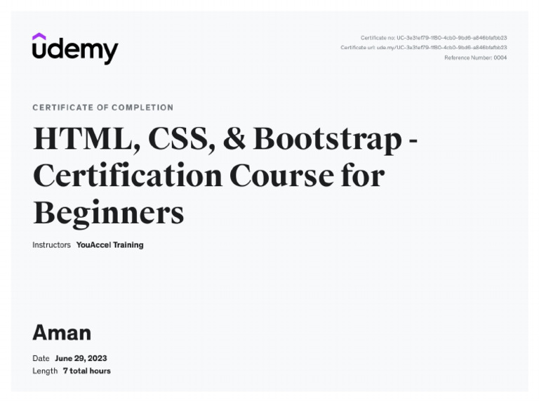 Udemy Certificate | PDF