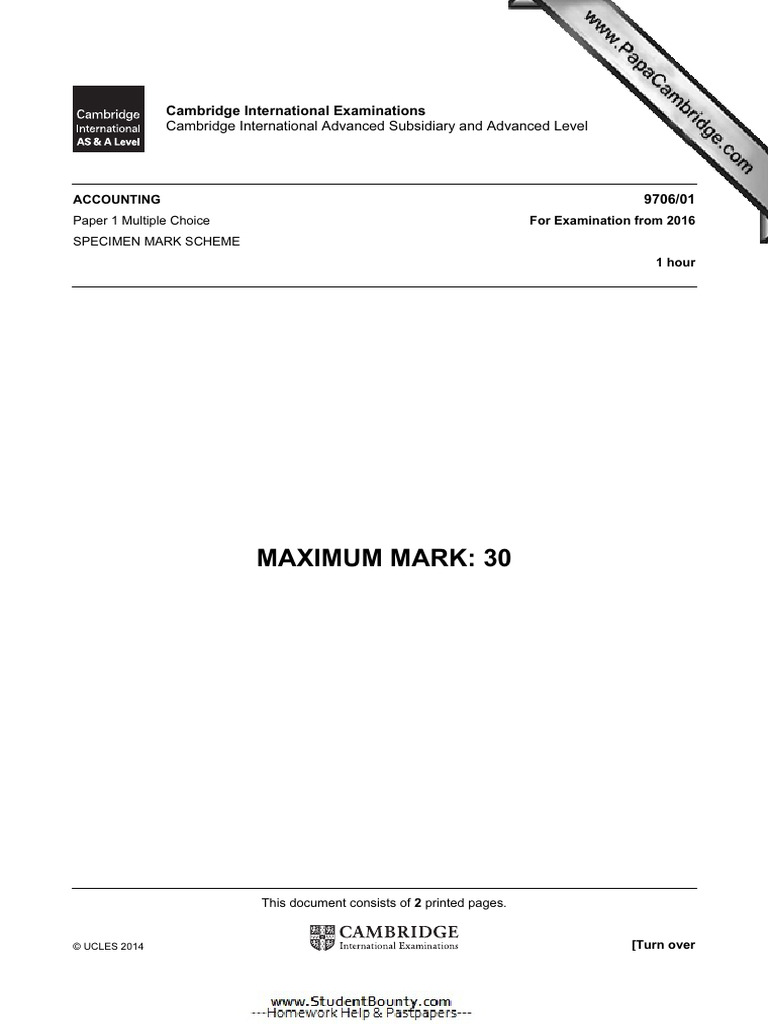 2016 Paper 1 Specimen Paper Markscheme | PDF